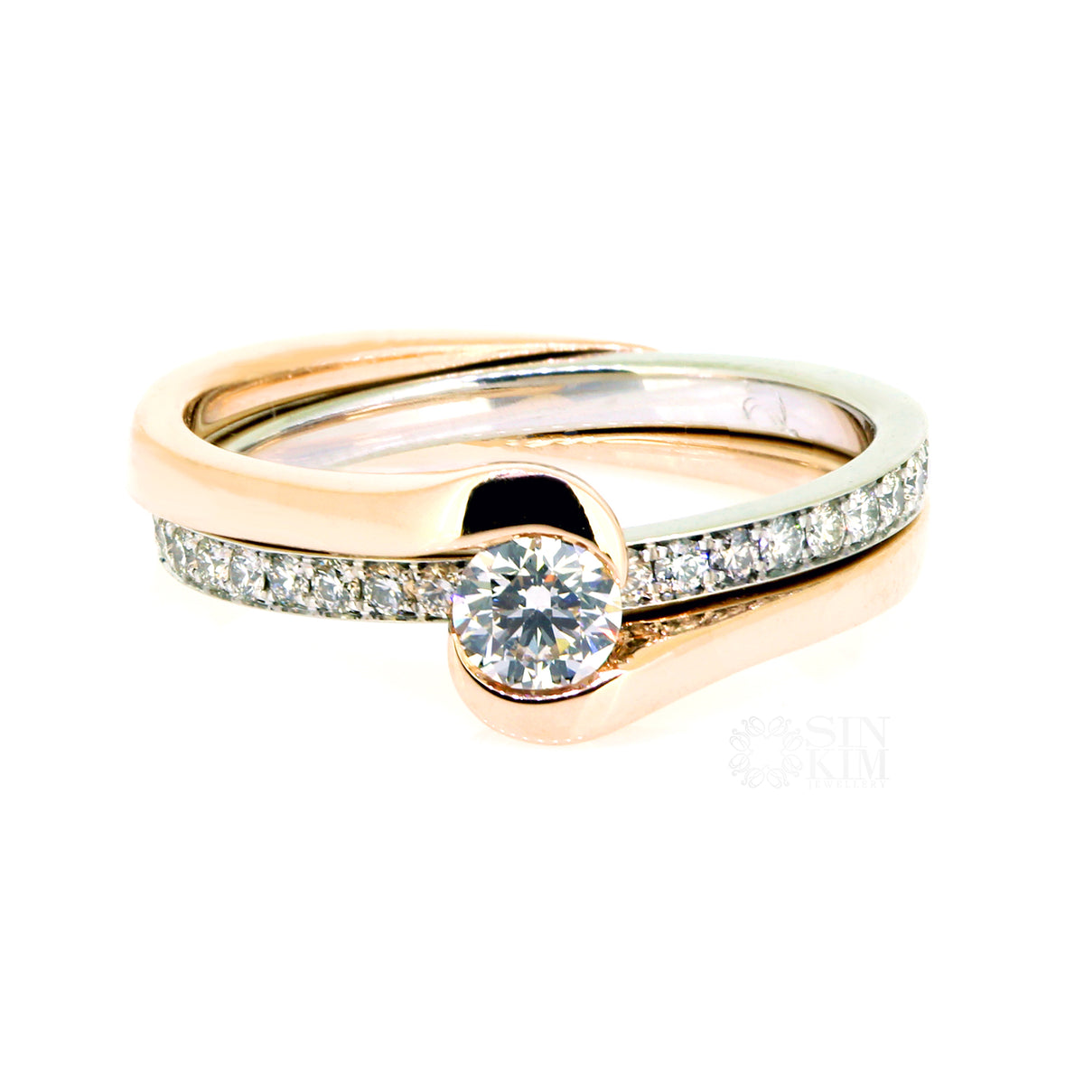 Caitlin Ring: Interlocking Wedding Band and Engagement Ring – Sin Kim ...