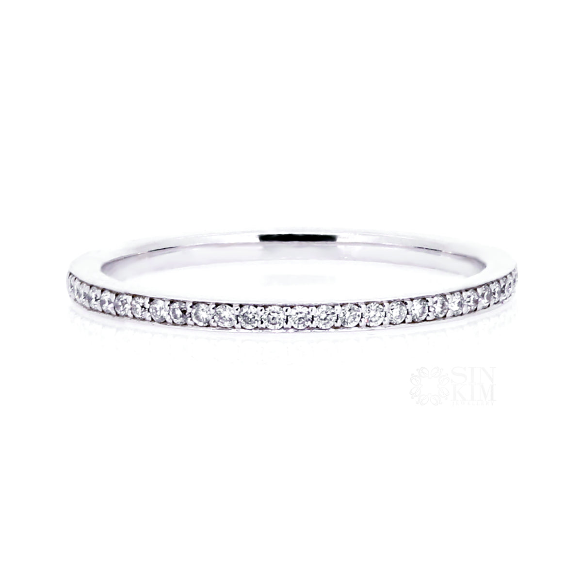 Nadine Band Dainty white gold diamond pave wedding band – Sin Kim Jewellery
